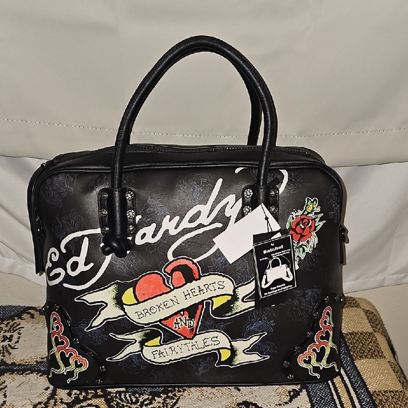 Ed Hardy | Bags | Ed Hardy Black Satchel With Urban Graphic Design ...